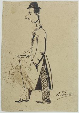 Angelo Tricca (Sansepolcro, 1817 - Firenze, 1884) : Caricatura di uomo ...