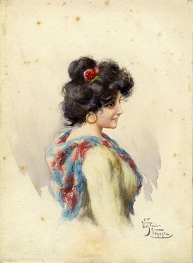Umberto Zini (Padova, 1878 - Venezia, 1964) : Giovane donna veneziana ...
