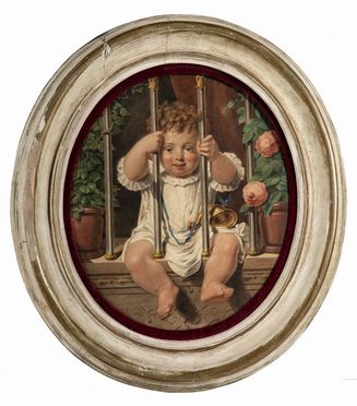 Michael Stohl (Vienna, 1813 - 1881) : Bimbo alla ringhiera. - Asta ...