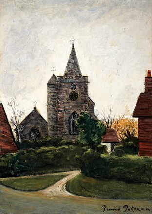 Primo Potenza (Venezia, 1909 - 1983) : Paesaggio con chiesa. - Auction ...