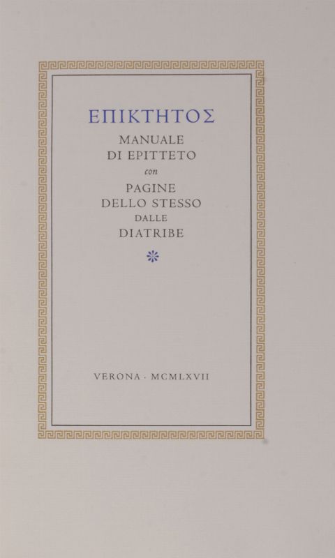 Epictetus : Manuale di Epitteto con pagine dello stesso dalle Diatribe ...