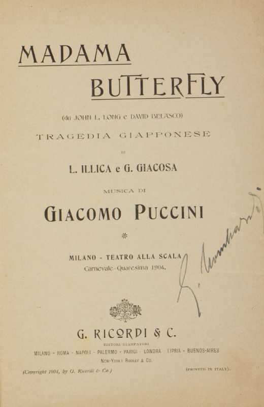 Puccini Giacomo : Madama Butterfly - Libretto d'opera. - Asta Libri ...