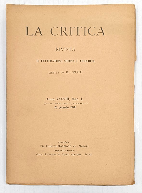 La Critica. Rivista di letteratura, storia e filosofia diretta da B ...