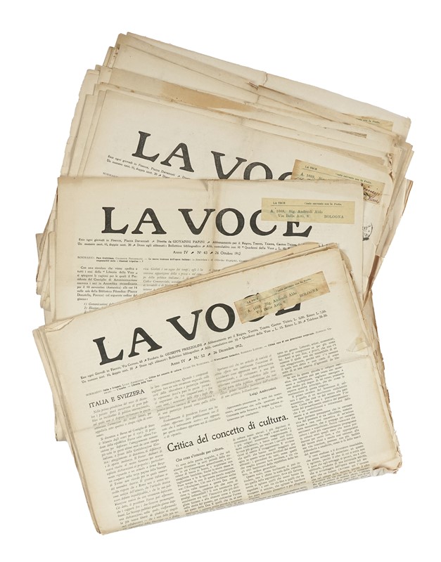 La Voce. Giuseppe Prezzolini, Giovanni Papini (Firenze, 1881 - Firenze ...