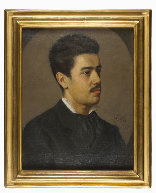 Arturo Faldi (Firenze, 1856 - 1911) : Ritratto di giovane uomo ...